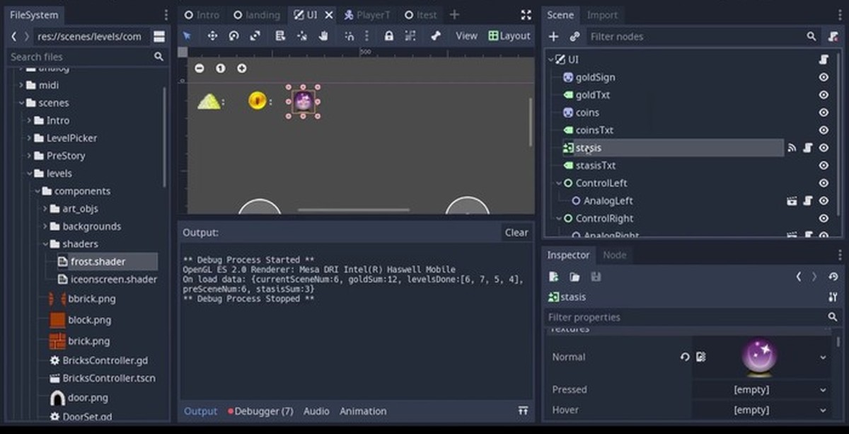 Godot 3: Анимация нажатия кнопки TextureButton с одной текстурой | Пикабу